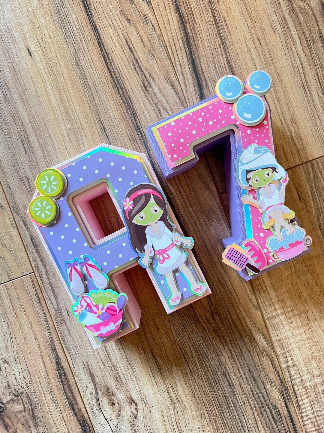 Girl Spa Party 3D Letter, Spa Party 3D Letter, Girl Spa Party Birthday ...