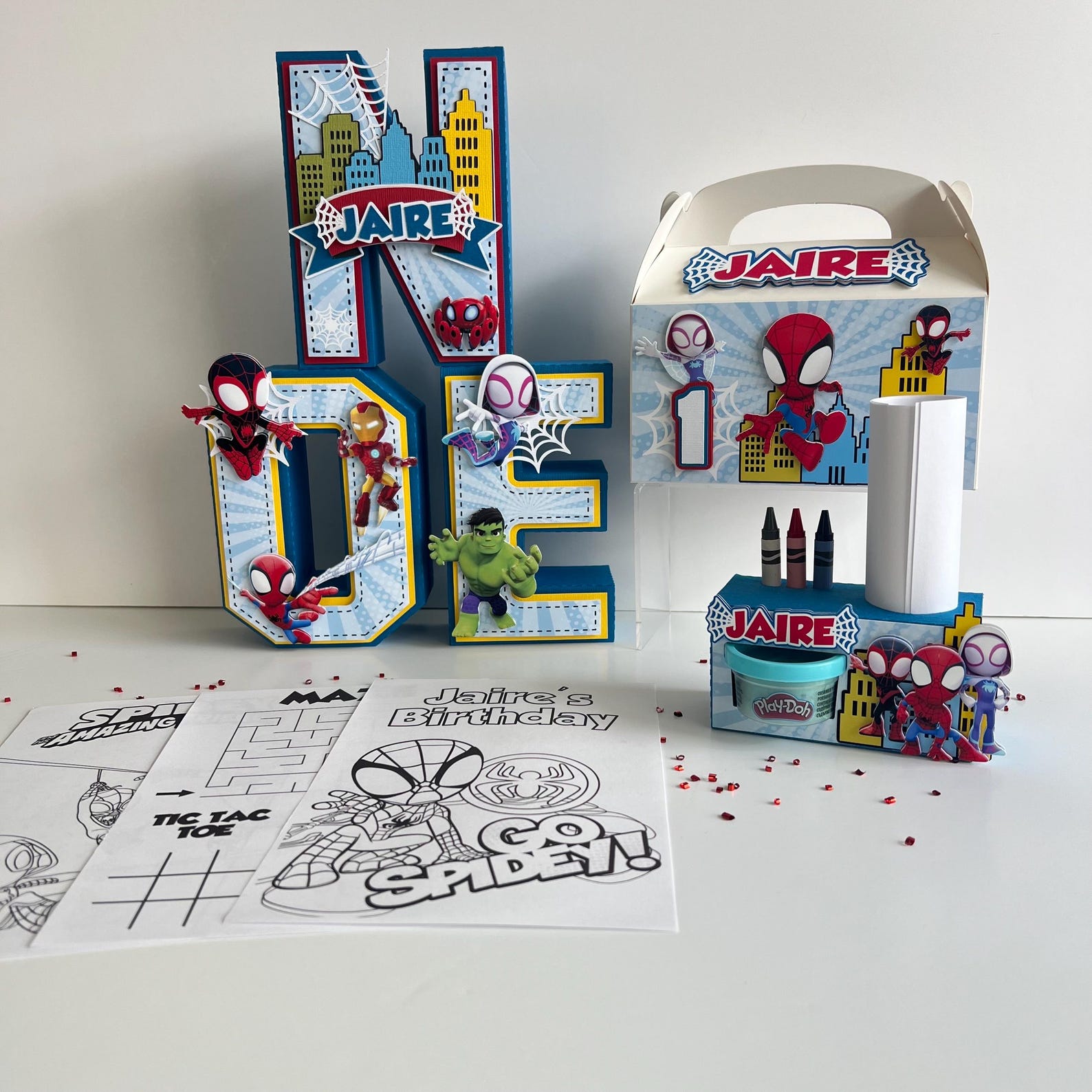 Personalized Spidey Play-doh Box Party Favors: Crayons & Coloring ...