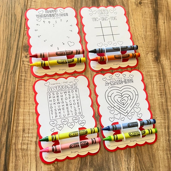 Kids Valentines Day Cards Crayon - Etsy