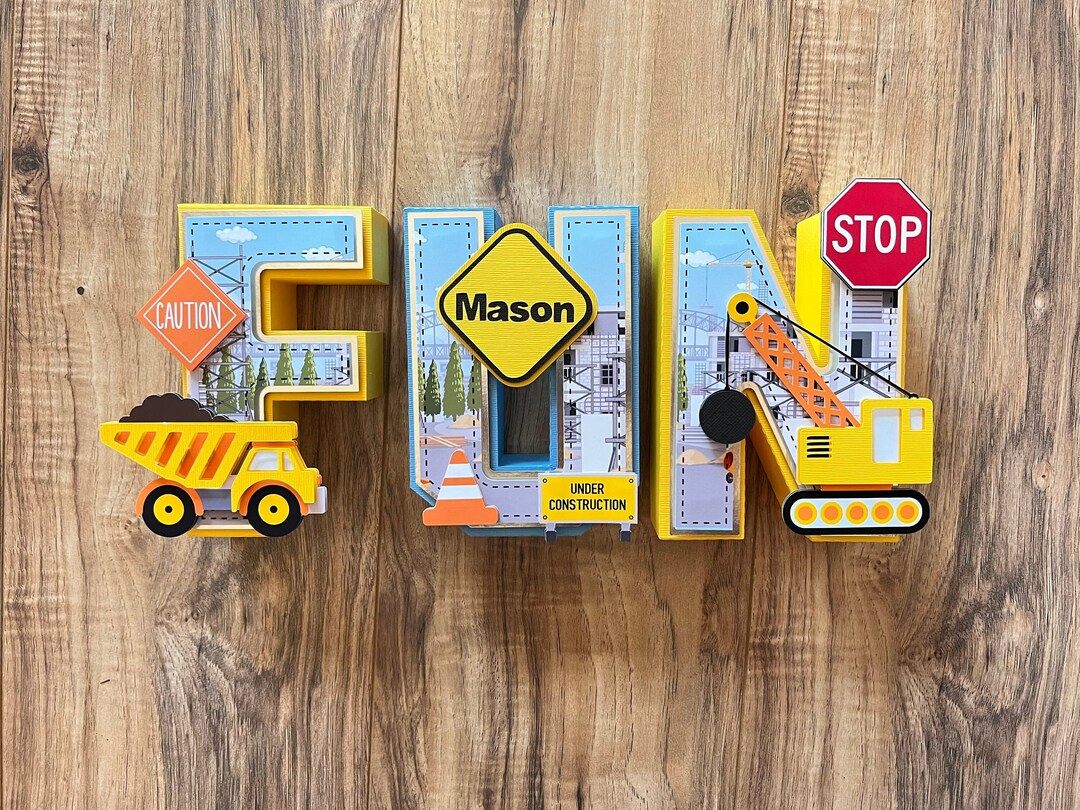 Construction 3D Letters / Construction Party Decorations / - Etsy
