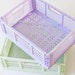 LARGE Pastel Color Plastic Storage Crate Set of 3 Foldable Stackable ...