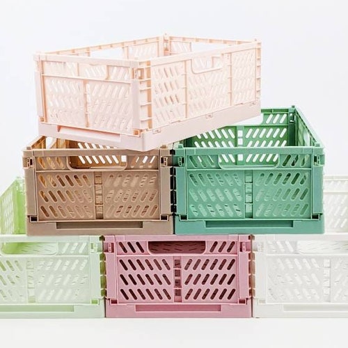 Pastel Color Plastic Storage Crate Set of 3 Starter Pack - Etsy