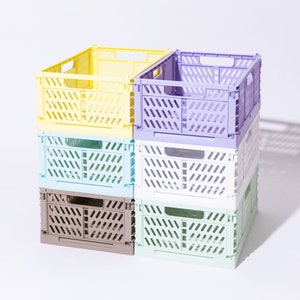 MEDIUM Pastel Color Plastic Storage Crate Set of 4 - Etsy