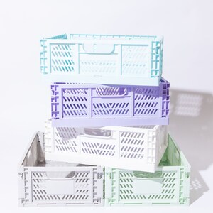 LARGE Pastel Color Plastic Storage Crate Set of 2 Foldable - Etsy