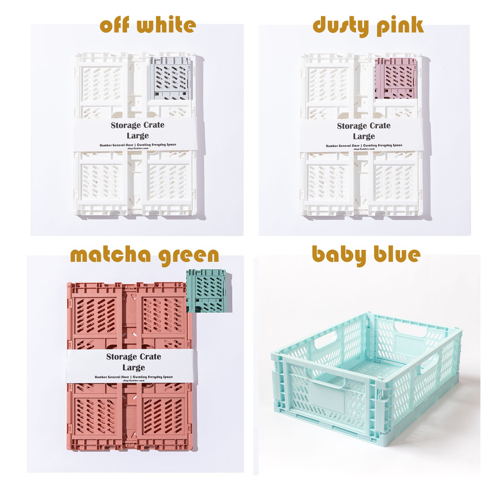 LARGE Pastel Color Plastic Storage Crate Set of 2 Foldable - Etsy