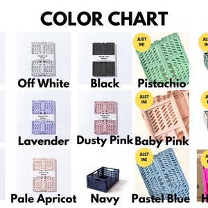 MEDIUM Pastel Color Plastic Storage Crate | Set of 4 | Foldable ...