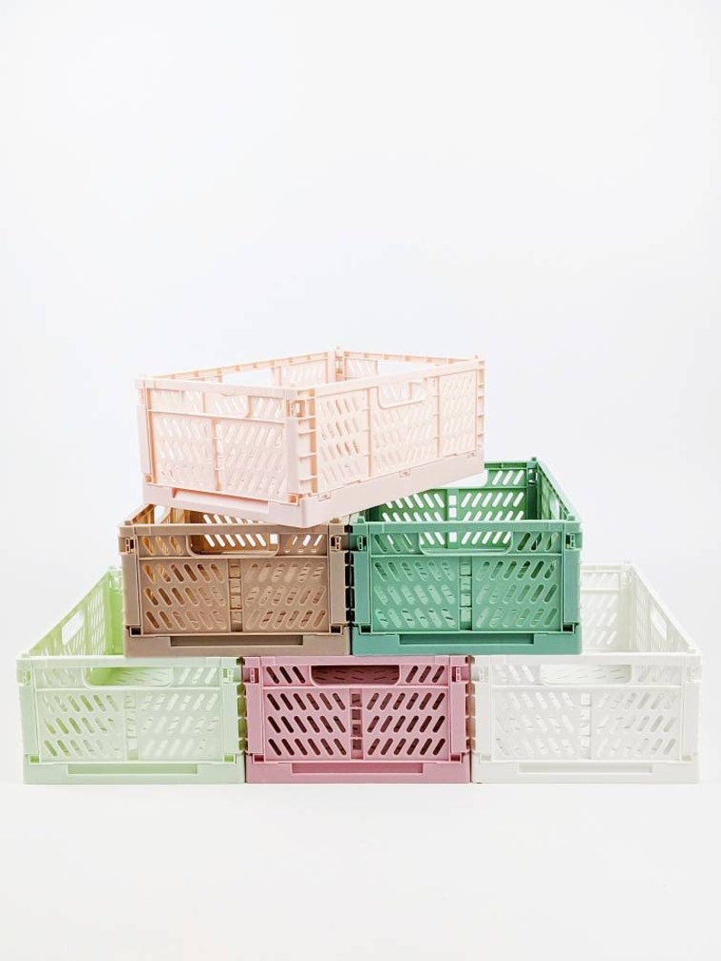 MEDIUM Pastel Color Plastic Storage Crate Set of 4 | Etsy