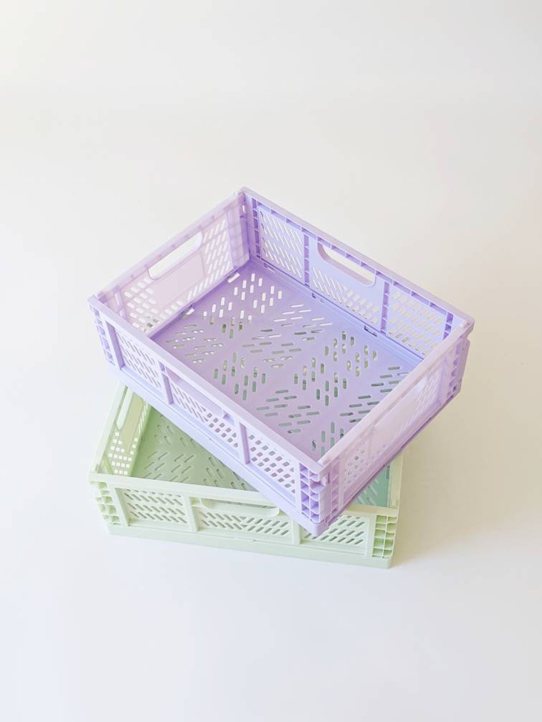 LARGE Pastel Color Plastic Storage Crate Set of 2 Foldable - Etsy