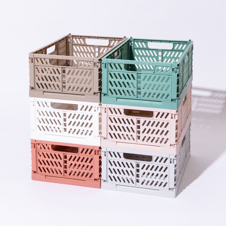 MEDIUM Pastel Color Plastic Storage Crate Set of 4 - Etsy