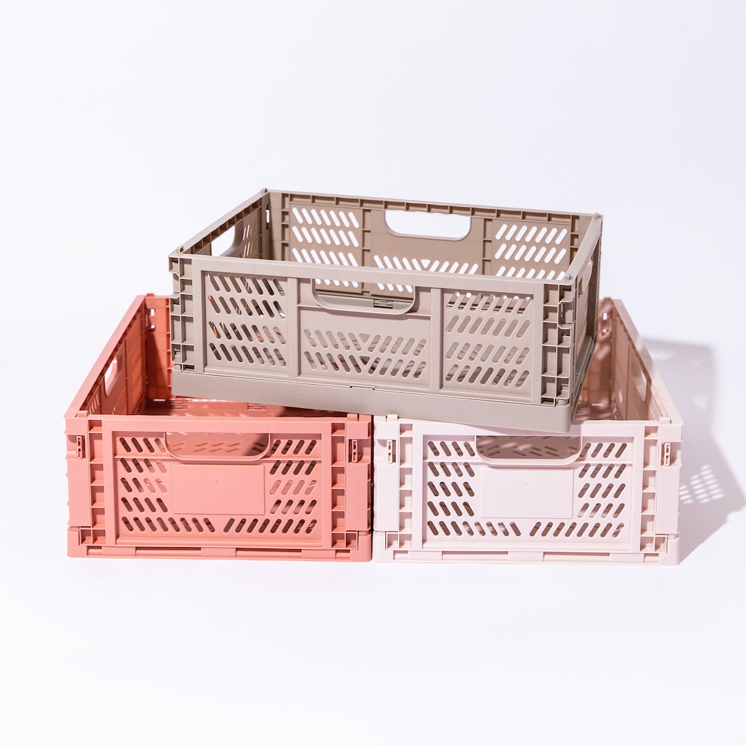 Foldable Pastel Color Storage Crate | 3 Packs | Collapsible Stackable ...