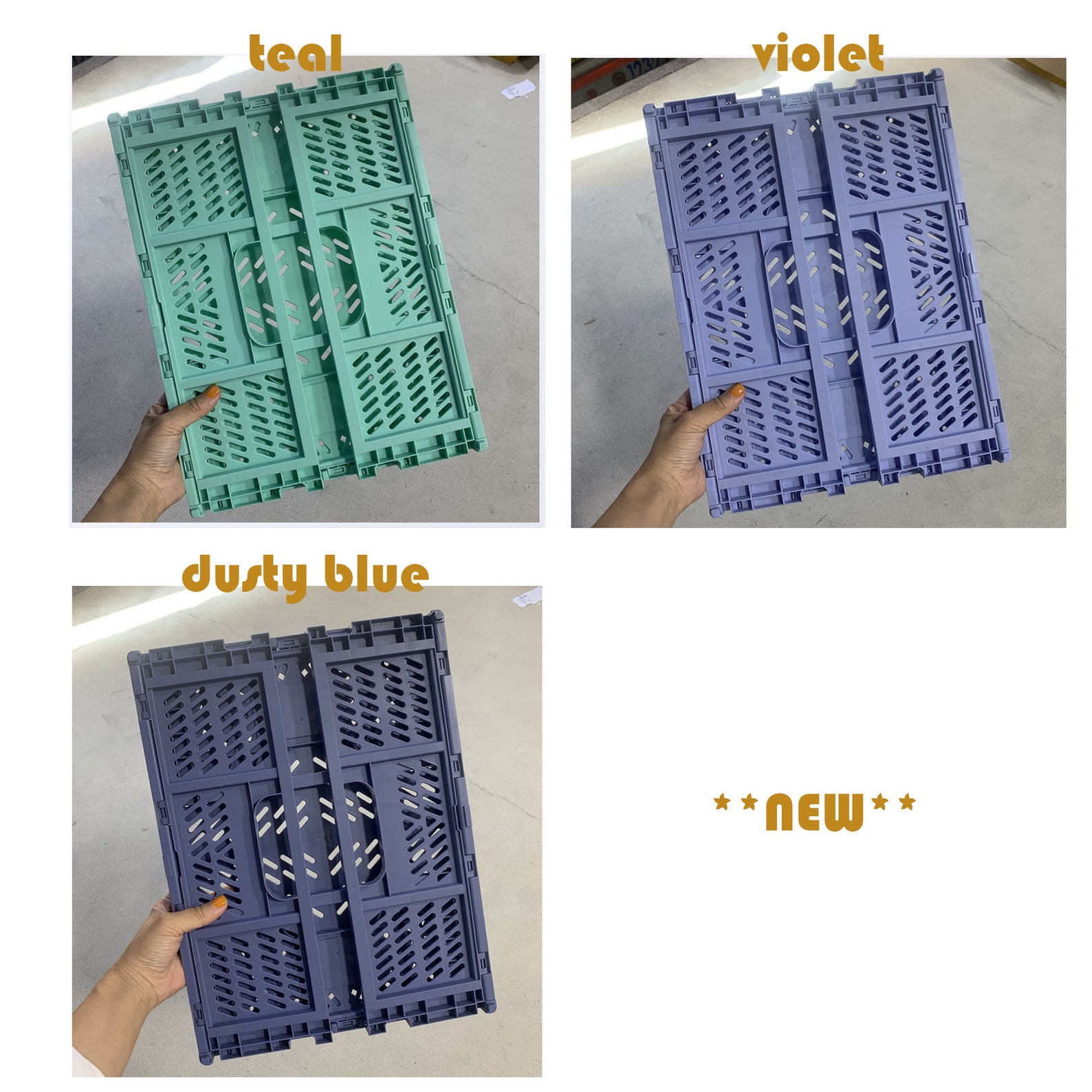 LARGE Pastel Color Plastic Storage Crate Set of 2 Foldable - Etsy