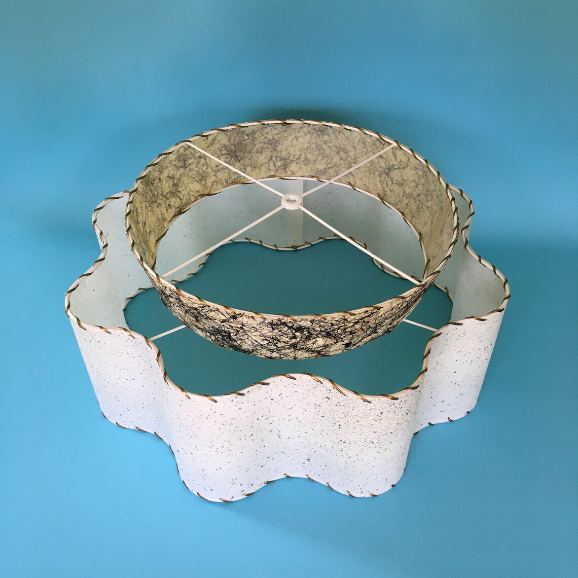 Restored 2 Tier Fiberglass Lamp Shade Unusual Shape Moss - Etsy