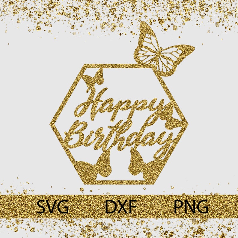 Birthday Cake Topper SVG Butterfly Cake Topper Svg Happy | Etsy Canada