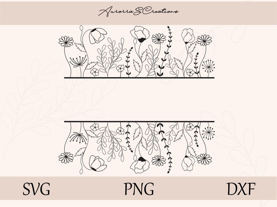 Wildflower SVG, Wildflower Border SVG, Floral Monogram Frame, Floral ...
