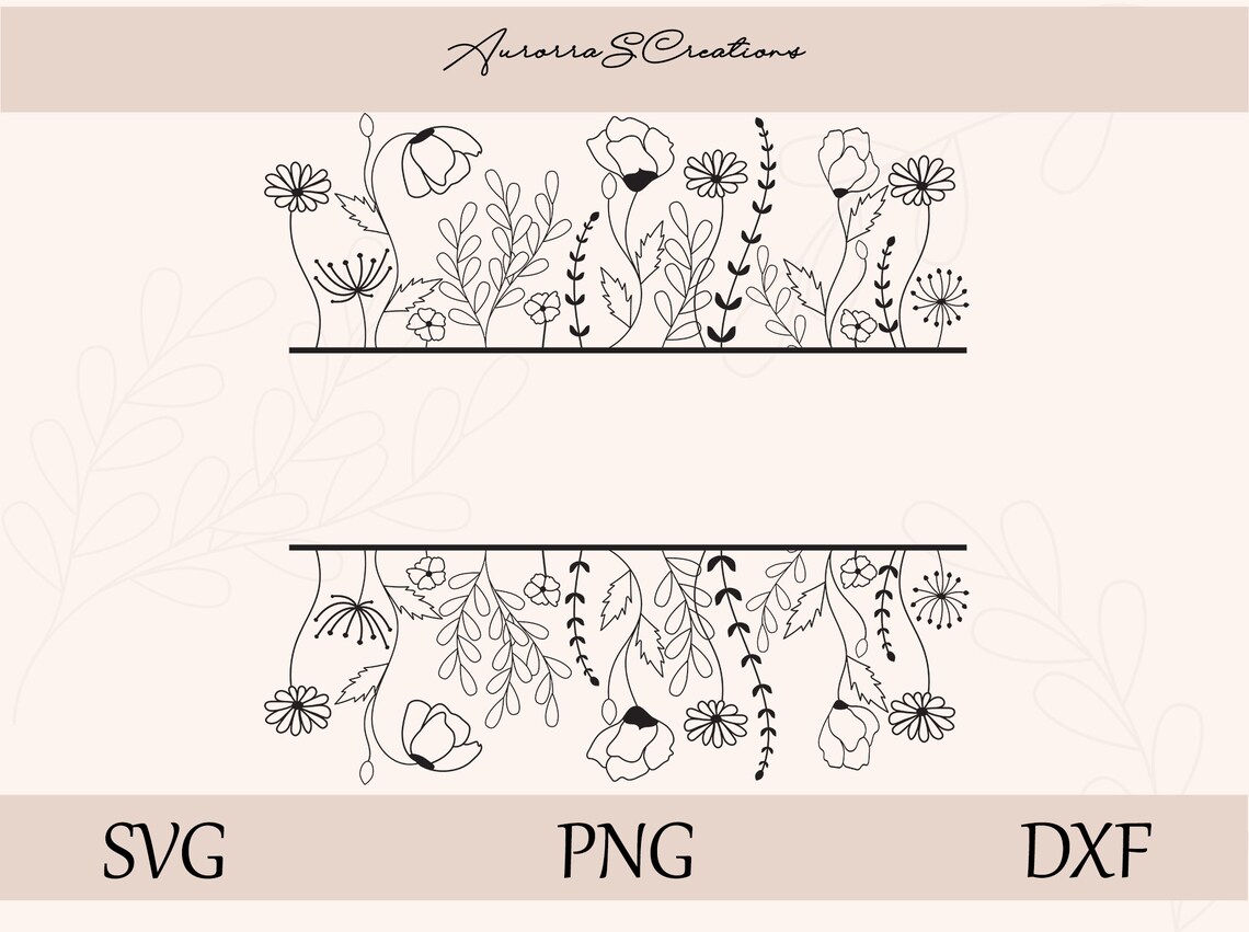 Wildflower SVG Wildflower Border SVG Floral Monogram Frame - Etsy