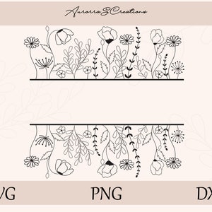 Wildflower SVG, Wildflower Border SVG, Floral Monogram Frame, Floral ...