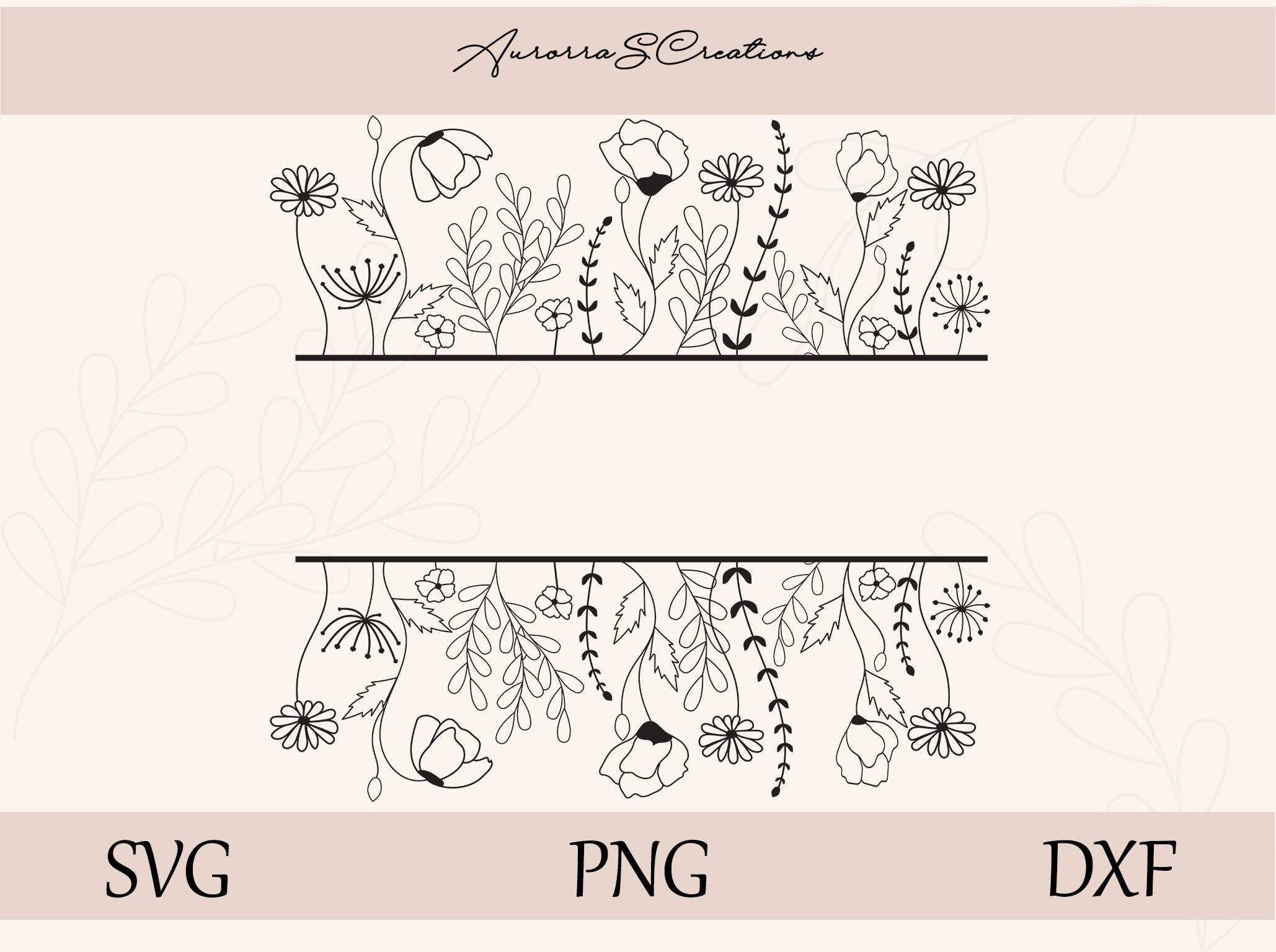 Wildflower SVG Wildflower Border SVG Floral Monogram Frame - Etsy
