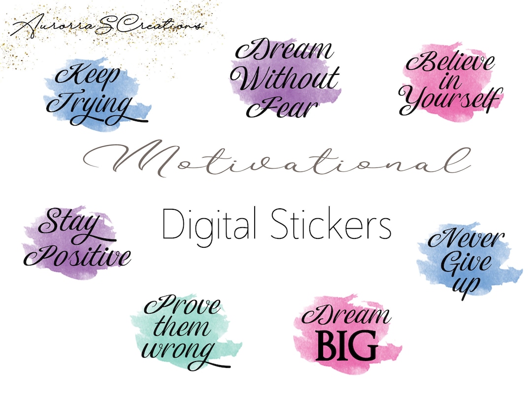 Motivational Stickers Printable, Digital Stickers PNG, Motivational ...