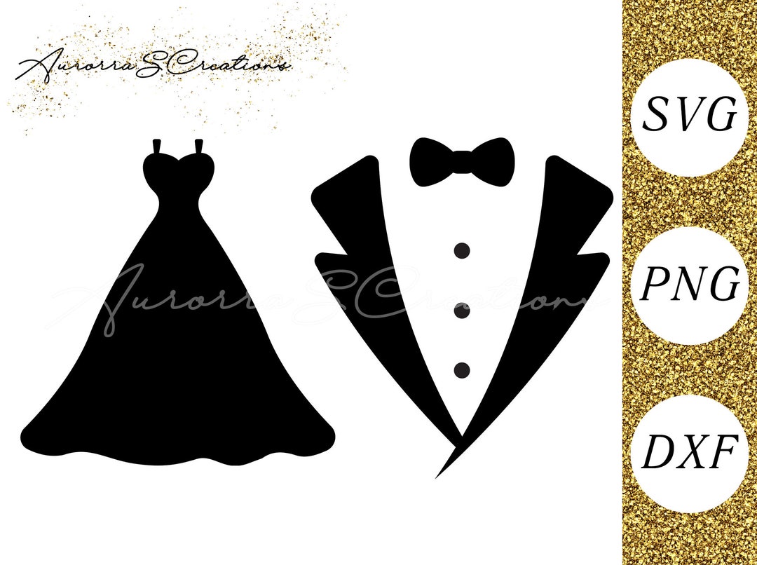 Bride and Groom SVG, Bride SVG, Wedding Dress SVG, Tuxedo Svg, Bow Tie ...