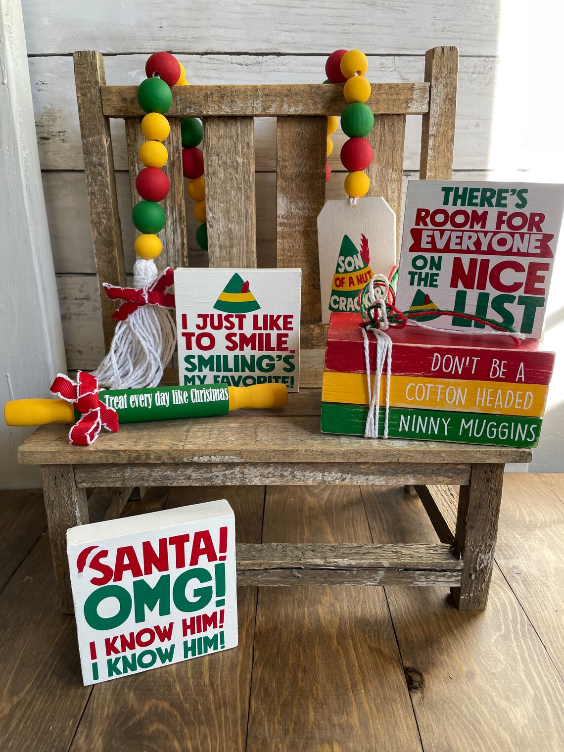 Elf Decor Bundle Set of 3 Christmas Tiered Tray Christmas - Etsy