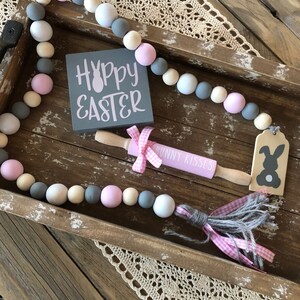Easter Bunny Decor Bundle, Happy Easter, Set of 3, Easter Tiered Tray ...