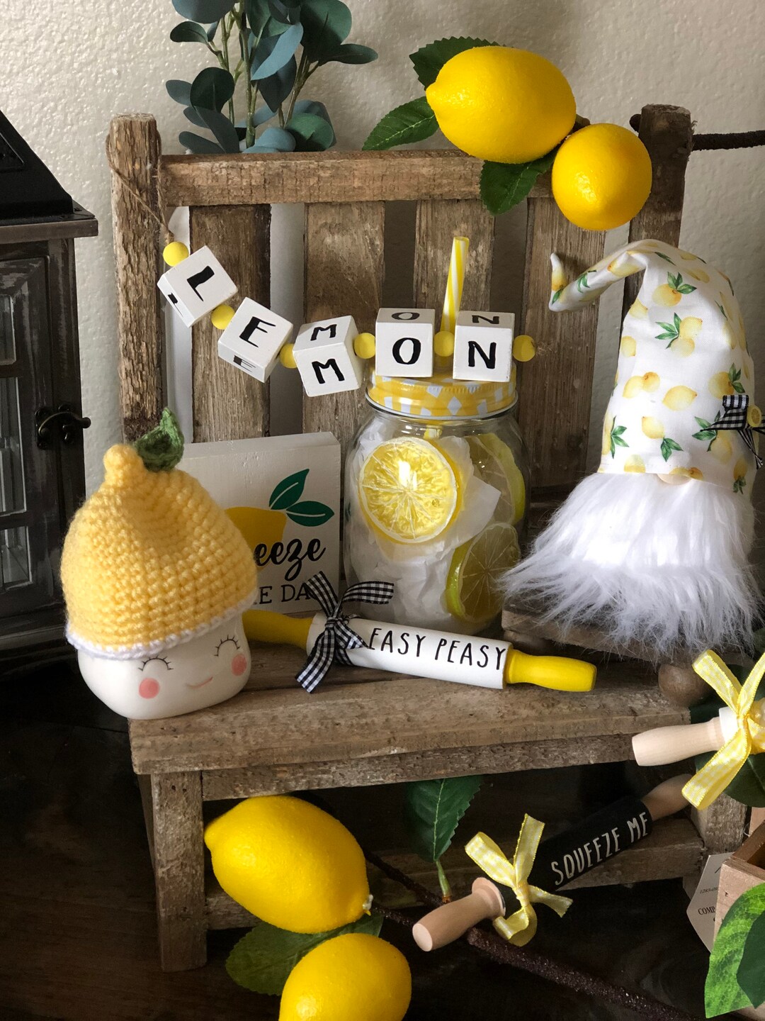 Lemon Bead Block Garland- Sweet -tiered Tray Decor- Summer- Farmhouse ...