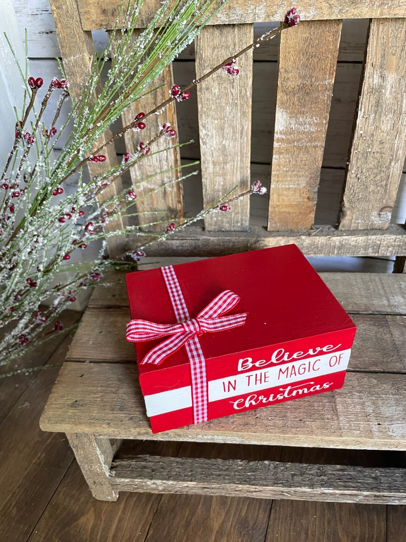 Christmas Decor-book Stacks-mini Book Bundle-set 3 Wood Books-santa ...