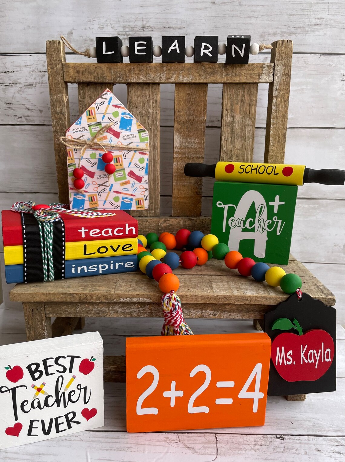 Teacher Decor Bundle, Tiered Tray Decor, Rae Dunn Inspired, Farmhouse ...
