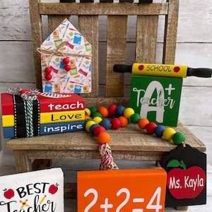 Teacher Decor Bundle, Tiered Tray Decor, Rae Dunn Inspired, Farmhouse ...