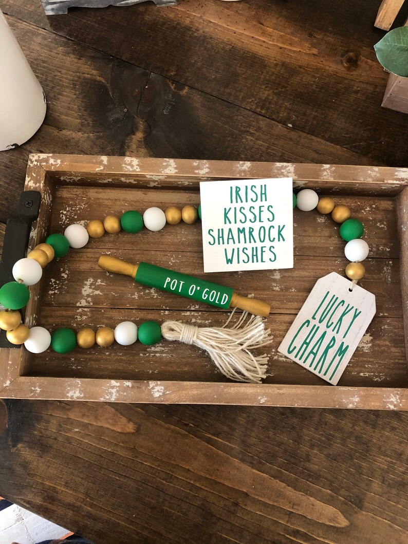 St. Patrick's Day Decor Bundle, Shamrock, Set of 3, Tiered Tray, Lucky ...