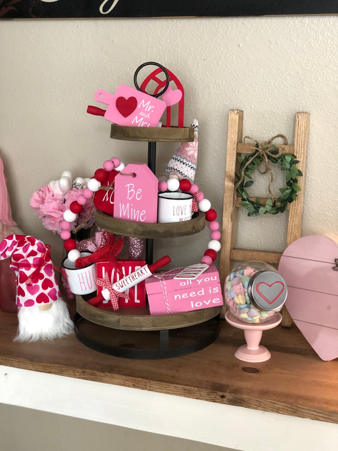 Valentine's Decor Bundle Pink Set of 3 Valentine Tiered - Etsy