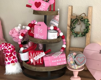 Valentine's Decor Bundle Pink Set of 3 Valentine Tiered - Etsy