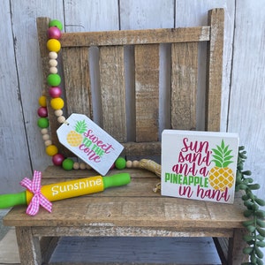 Pineapple Summer Decor Bundle, Tiered Tray Decor, Rae Dunn Inspired ...