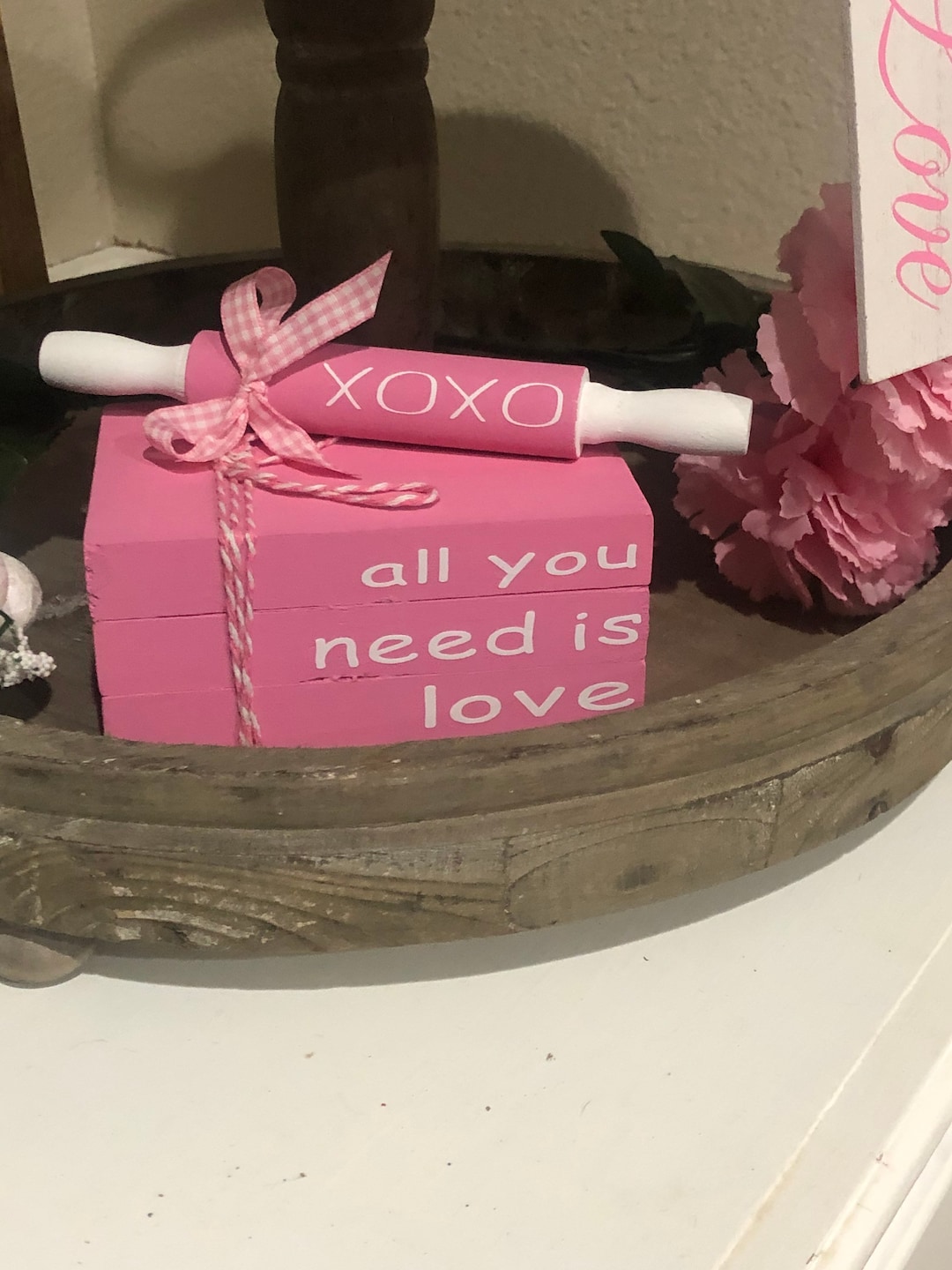 Valentine Decor-book Stacks-mini Book Bundle-set 3 Wood Books-love-tier ...