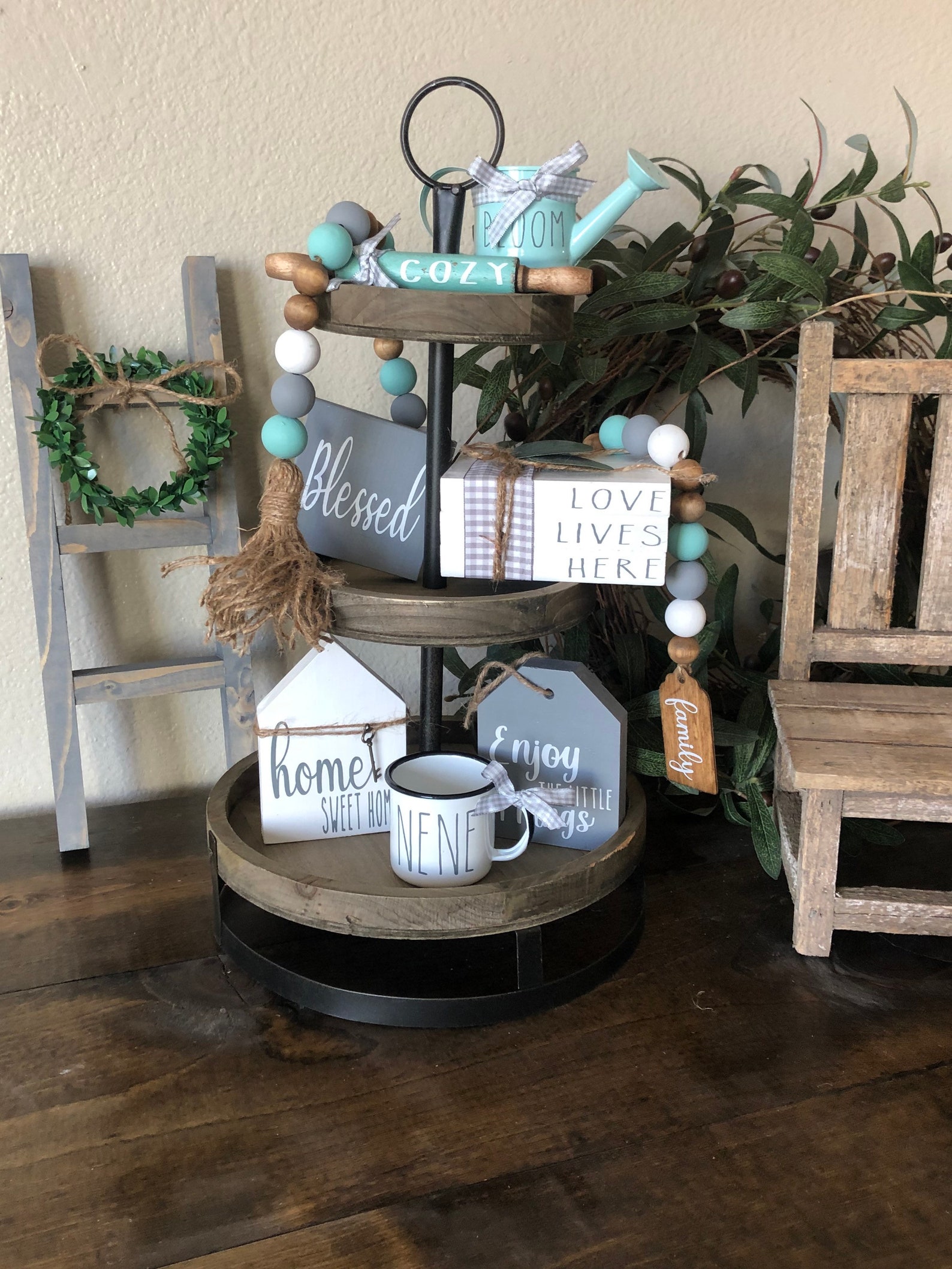 Family Decor Bundle Tiered Tray Decor Rae Dunn Inspired - Etsy