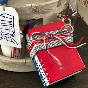 4th of July-red-white-blue- Stacks-mini Book Bundle-set 3 Wood Books ...
