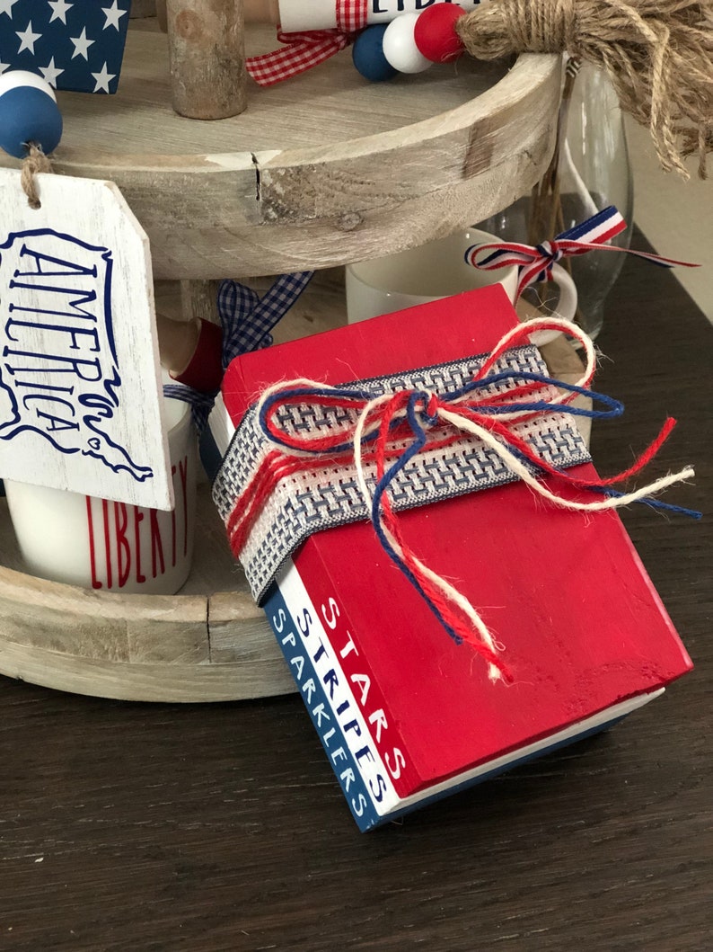 4th of July-red-white-blue Stacks-mini Book Bundle-set 3 Wood - Etsy