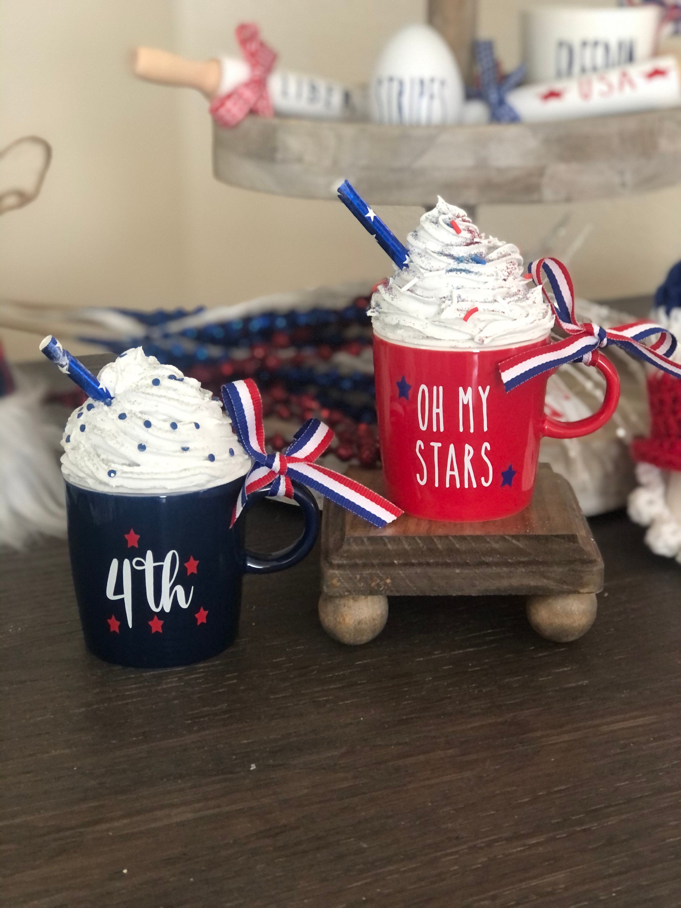 Mini 4th of July Coffee Mugs Tiered Tray-tiered Tray Decor - Etsy