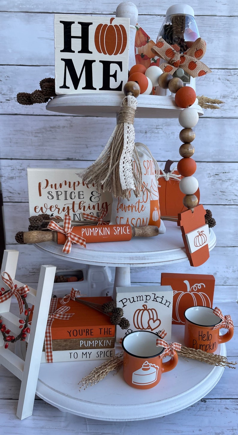 Pumpkin Spice Bundle, Tiered Tray Decor, Rae Dunn Inspired, Farmhouse ...
