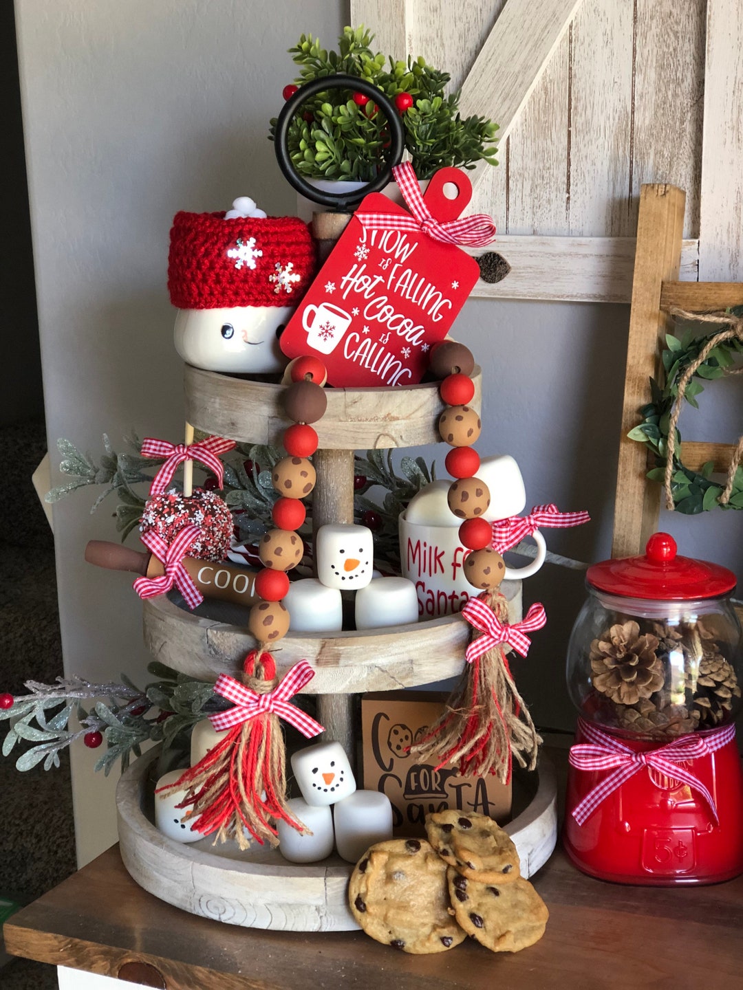 Cookies for Santa Decor Bundle, Set of 3, Christmas Tiered Tray ...
