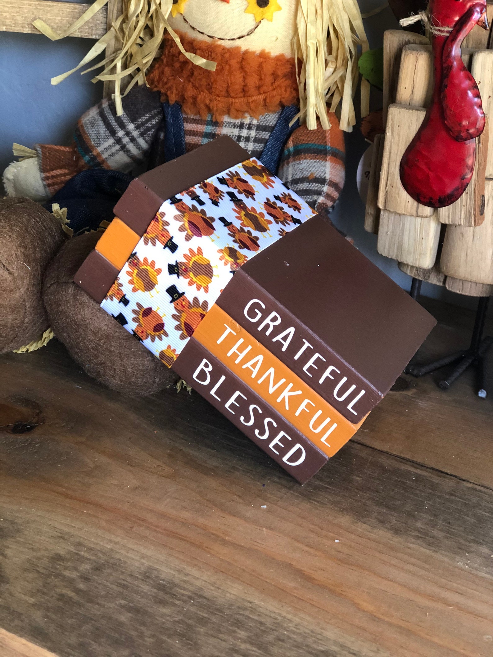 Turkey-orange-brown Stacks-mini Book Bundle-set 3 Wood - Etsy