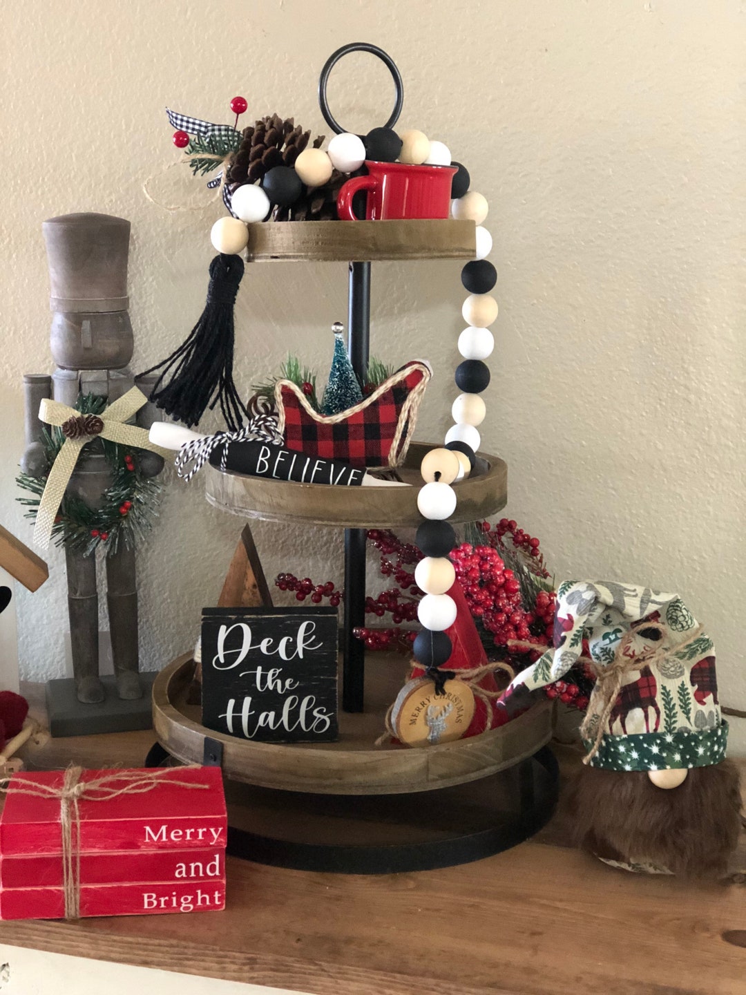 Christmas Decor Bundle, Deck the Halls, Set of 3, Christmas Tiered Tray ...
