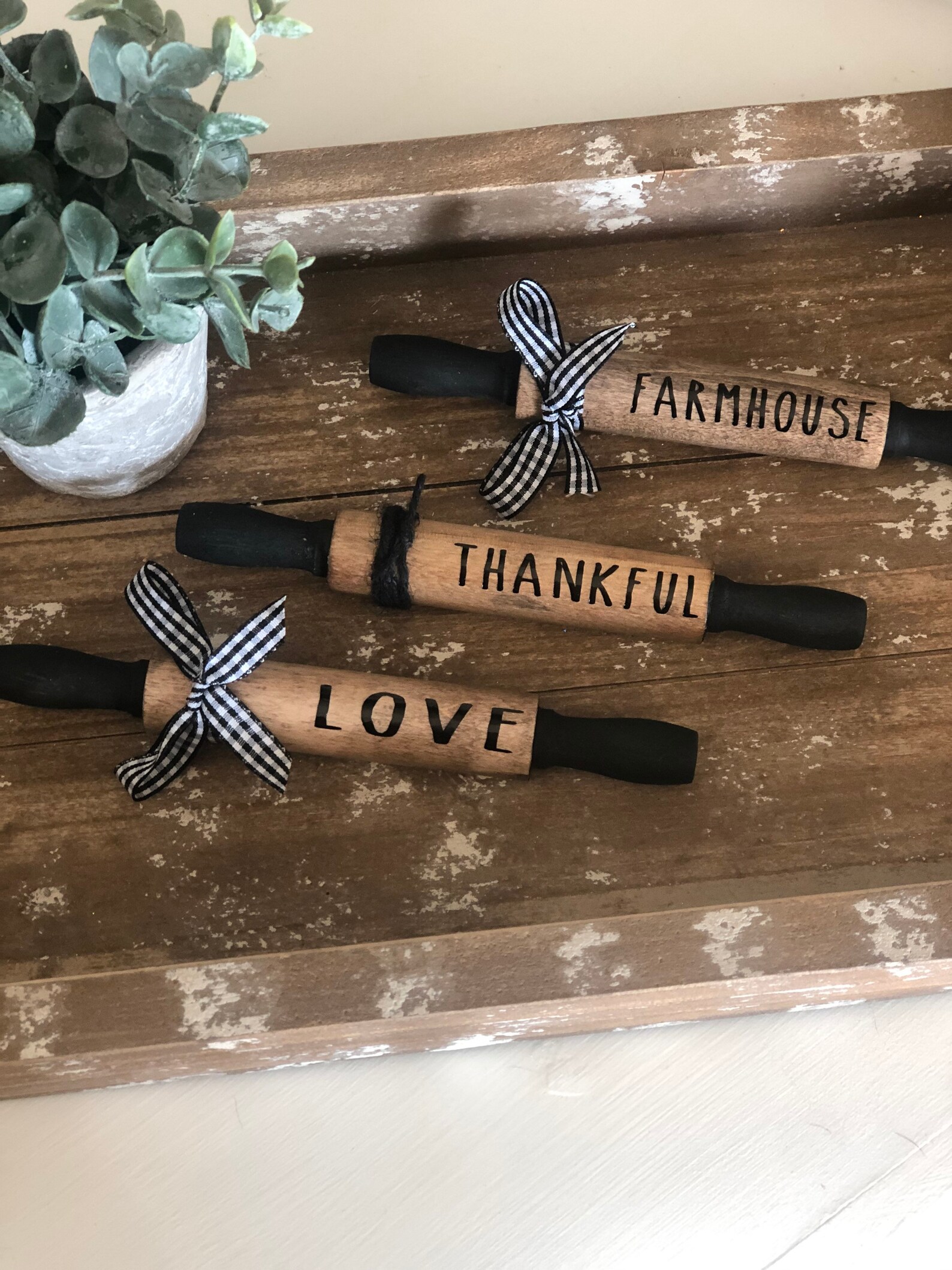 Farmhouse Rolling Pins Farmhouse Tier Tray Decor Tiered - Etsy