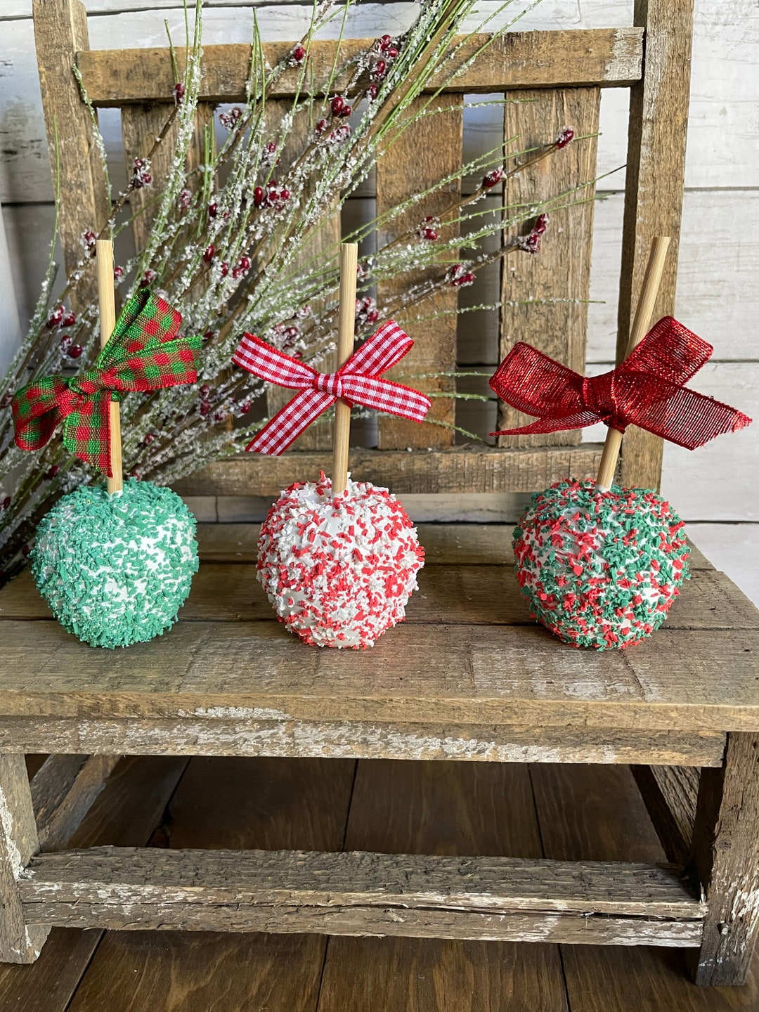 Faux Mini Candy Apples Chocolate Faux Candy Apple With Crushed Peppermint Christmas Tiered