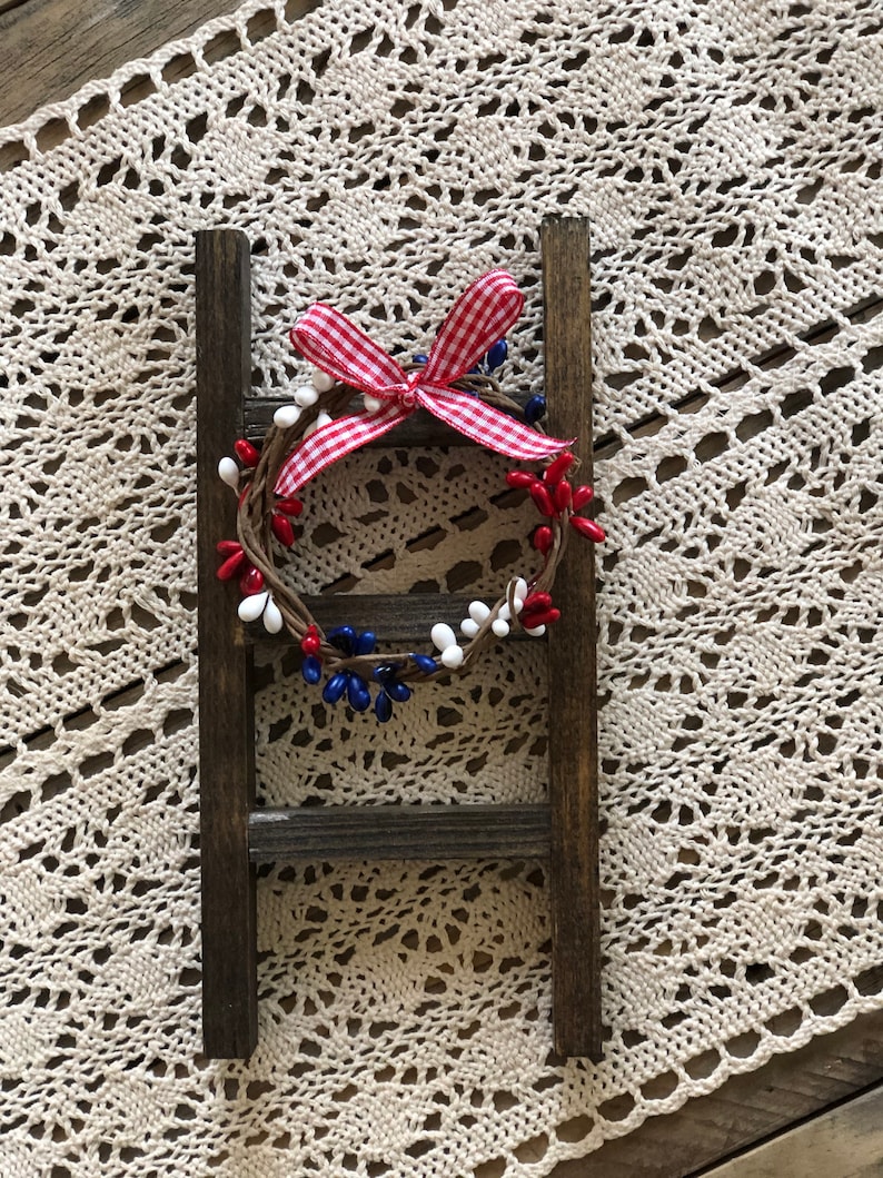4th of July Mini Wood Ladder Tiered Tray Decor, Summer Decor, Farmhouse ...