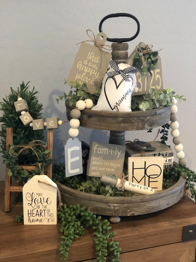 Home Decor Bundle Tiered Tray Decor Rae Dunn Inspired - Etsy