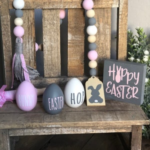 Easter Bunny Decor Bundle, Happy Easter, Set of 3, Easter Tiered Tray ...