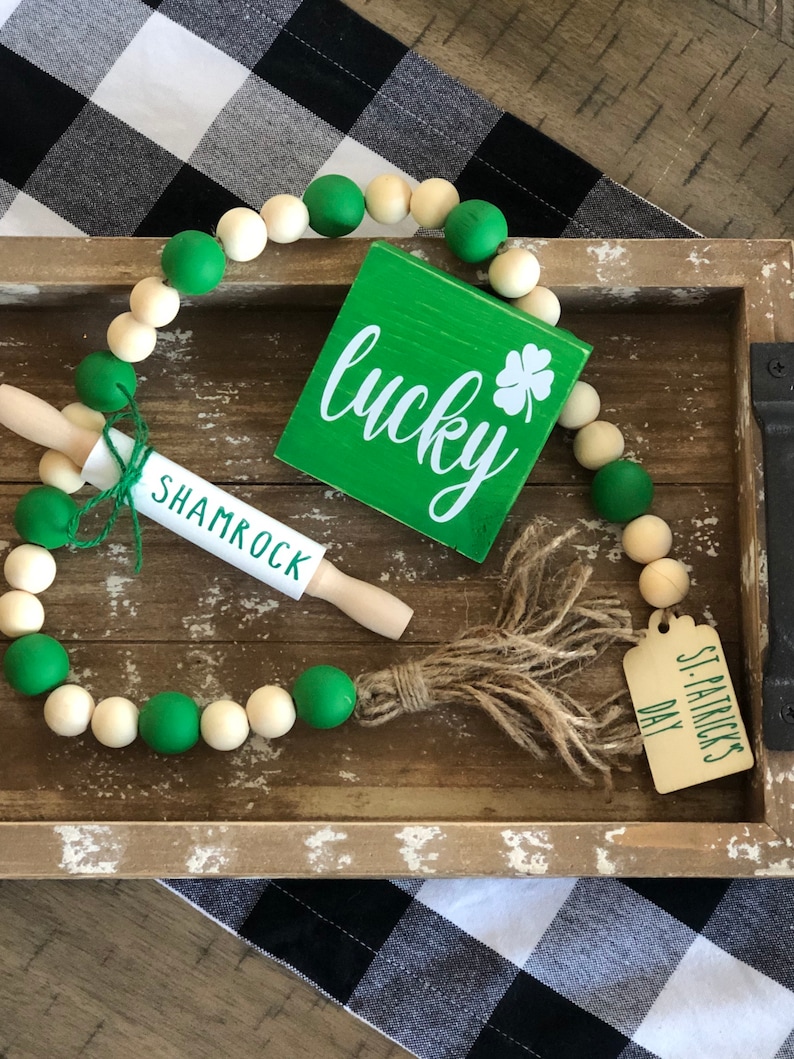 St. Patrick's Day Decor Bundle, Shamrock, Set of 3, Tiered Tray, St ...