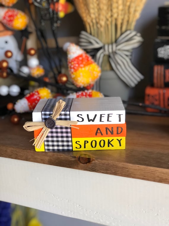 Candy Corn-orange-yellow Stacks-mini Book Bundle-set 3 Wood - Etsy