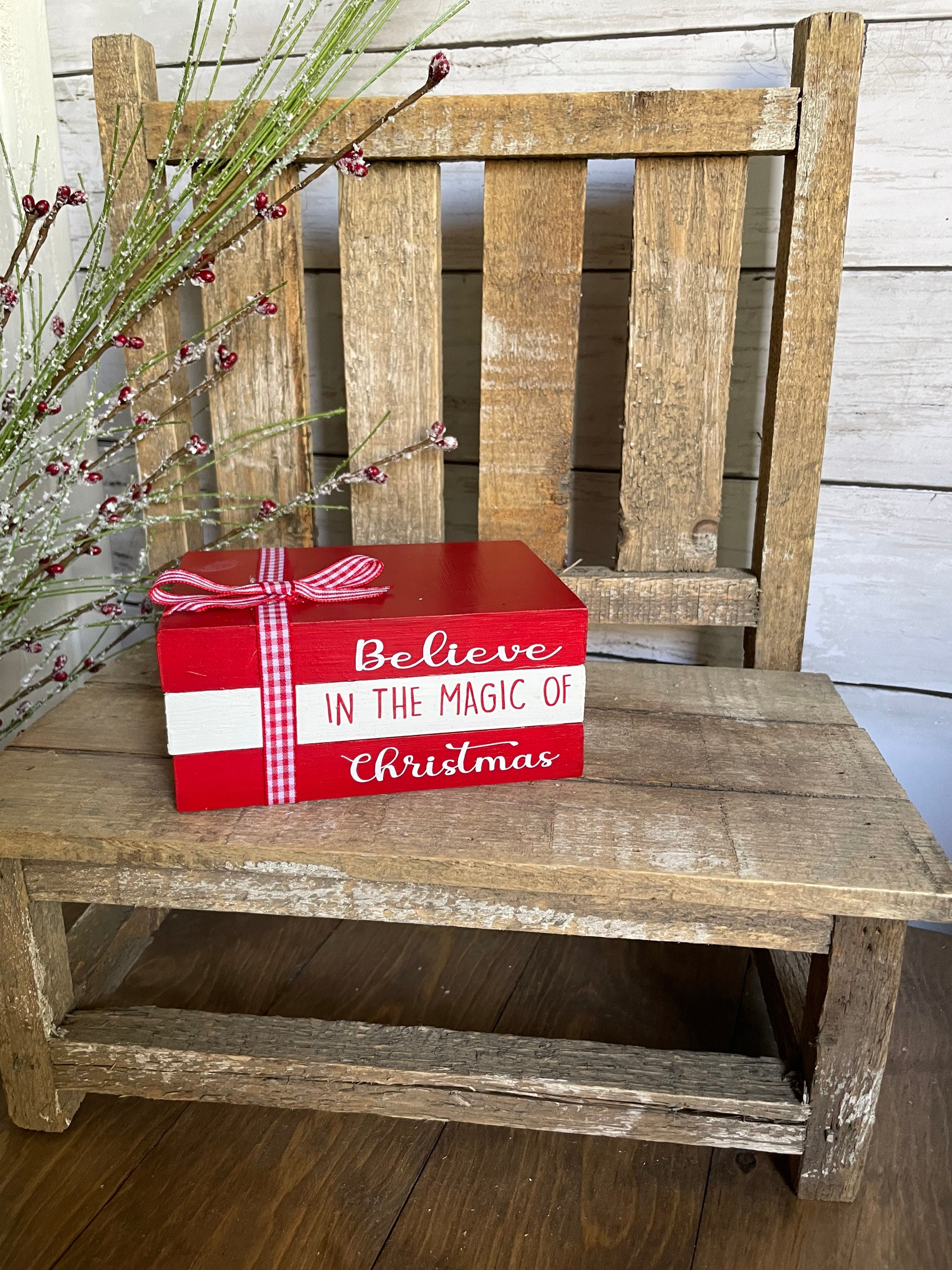 Christmas Decor-book Stacks-mini Book Bundle-set 3 Wood - Etsy